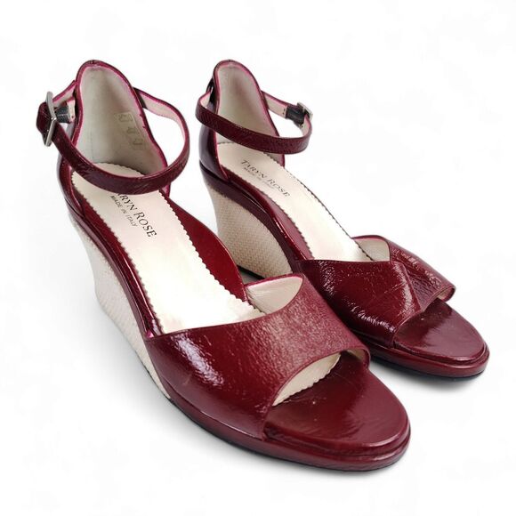 Taryn Rose | Shoes | Taryn Rose Ankle Strap Wedge Sandals Size 375 Red ...